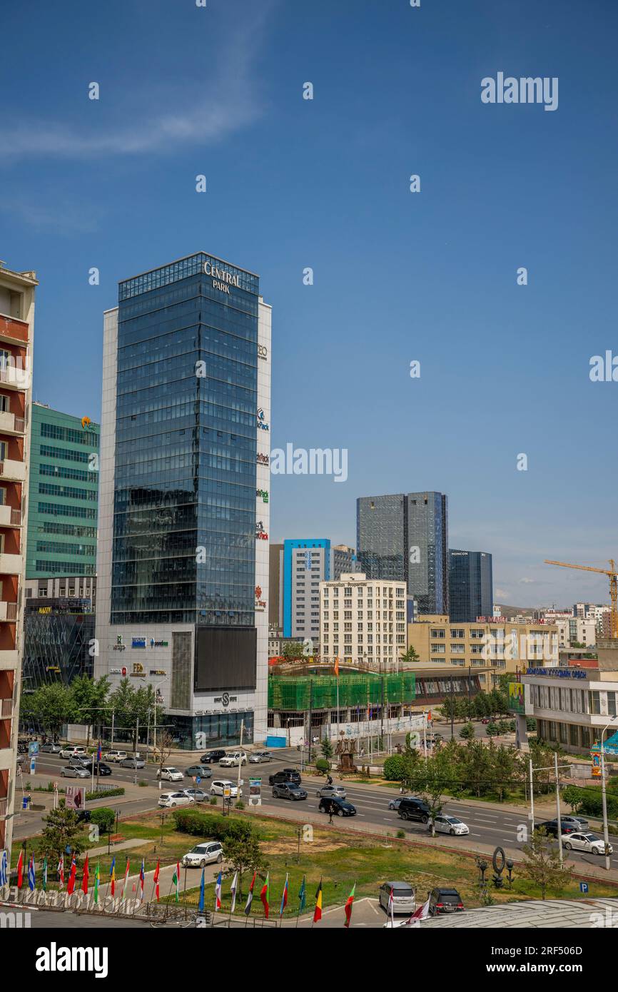 View of buildings in the center of Ulaanbaatar, the capital city of ...