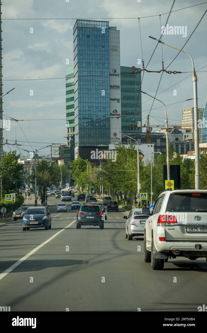 Street scene with traffic in the center of Ulaanbaatar, the capital city of Mongolia Stock Photo ...
