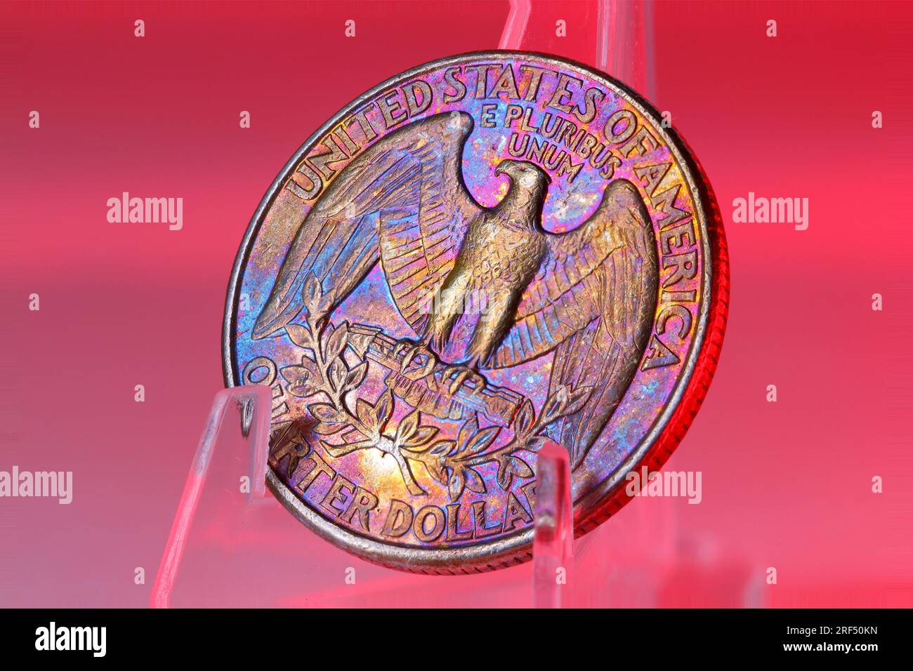 1996 Quarter Dollar with beautiful rainbow toning. The obverse features ...