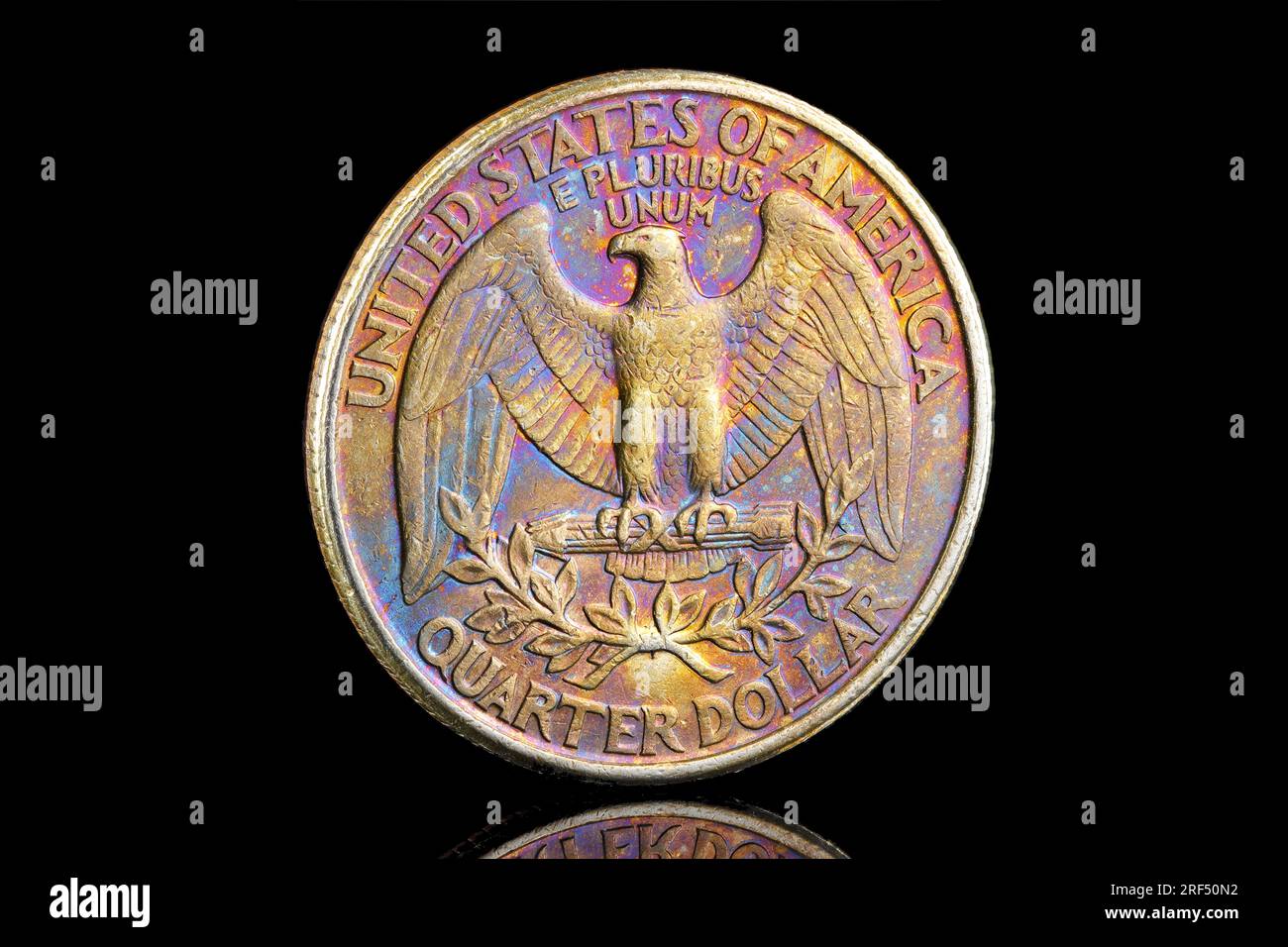 1996 Quarter Dollar with beautiful rainbow toning. The obverse features ...