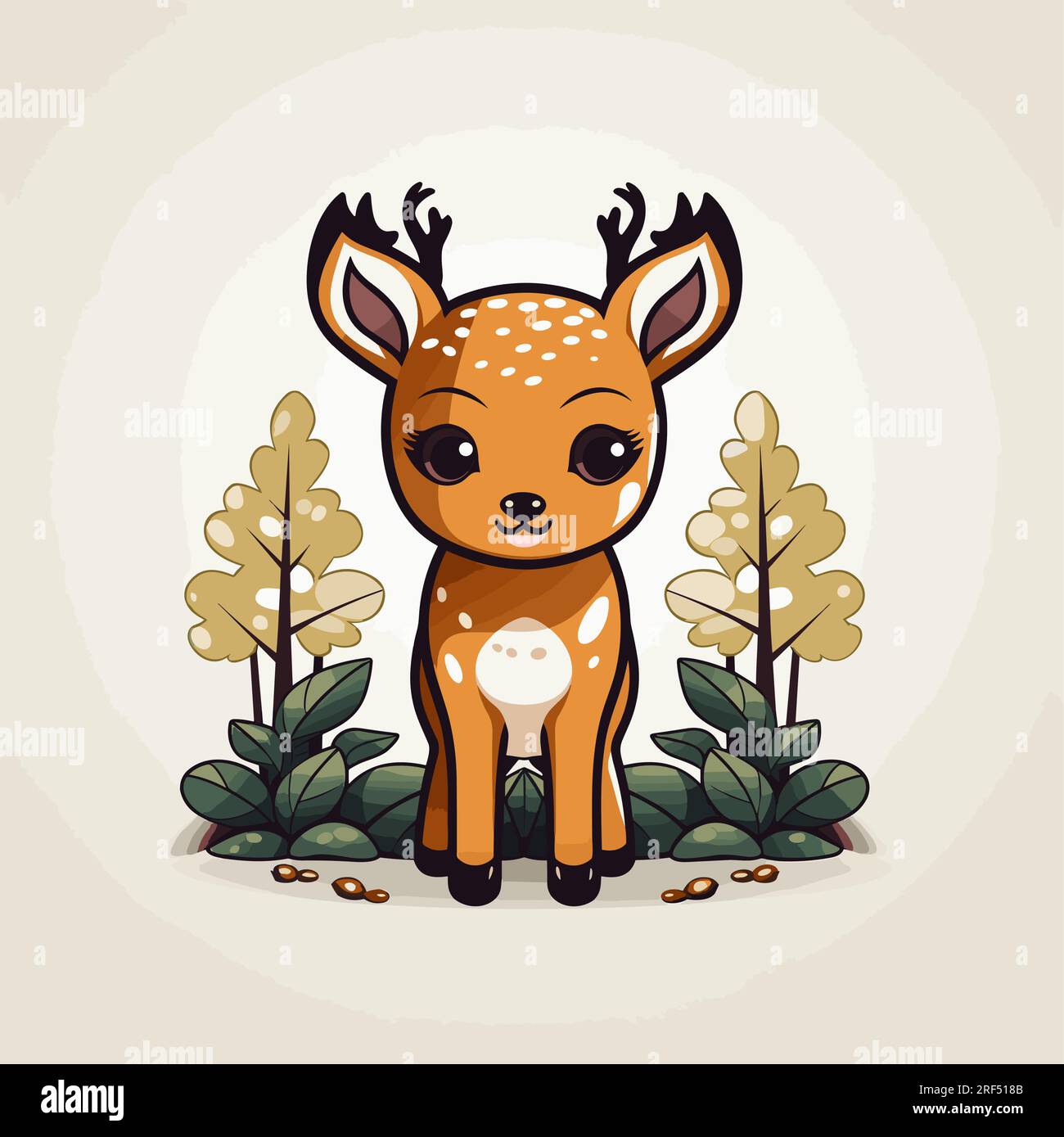 Deer hand-drawn comic illustration. Deer. Cute vector doodle style ...