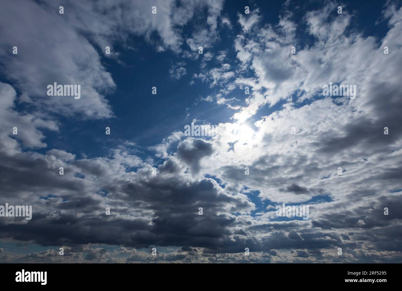 cloudy weather in nature, a real blue sky with lots of clouds in the ...