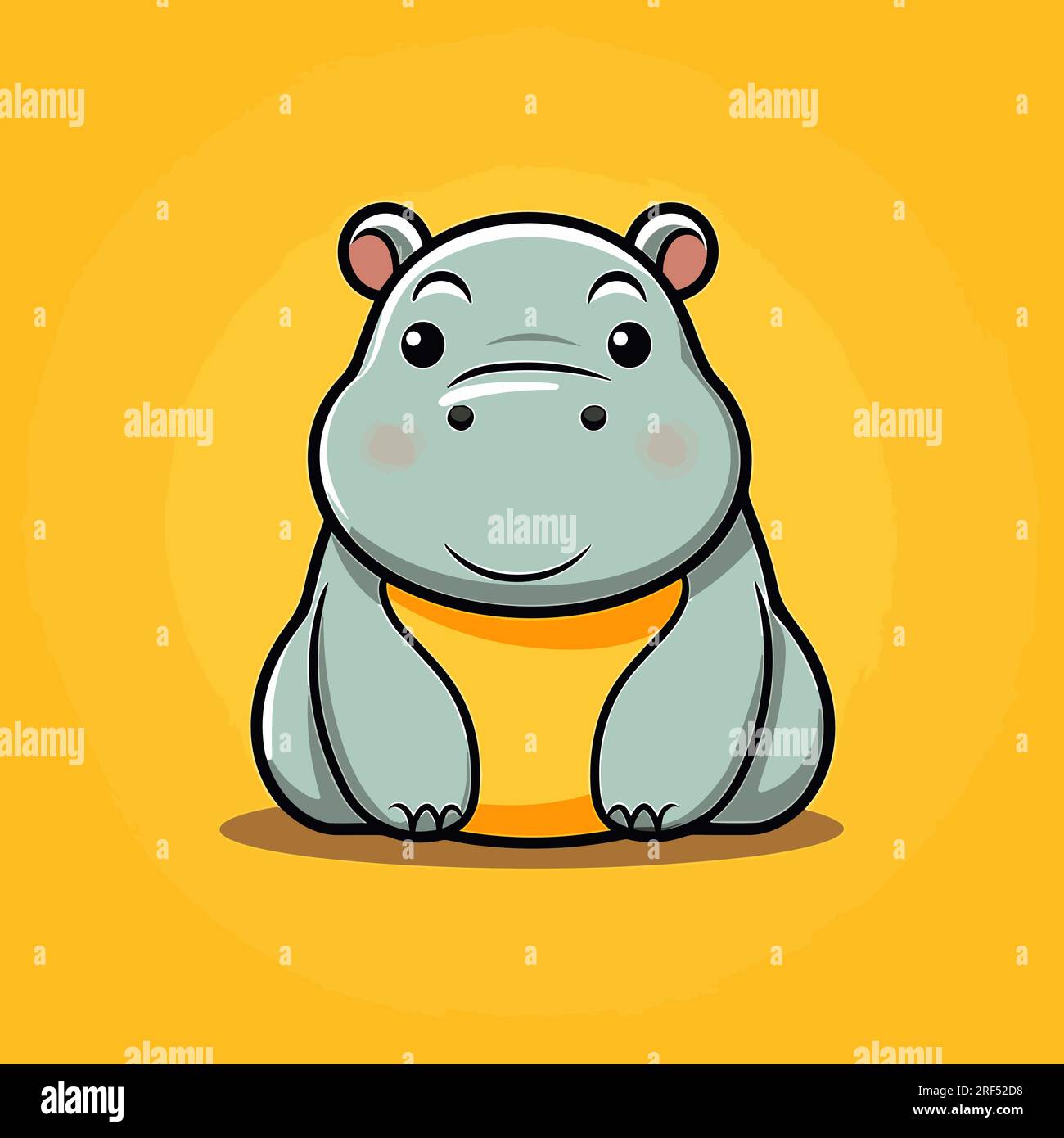 Hippo hand-drawn comic illustration. Hippopotamus. Cute vector doodle ...