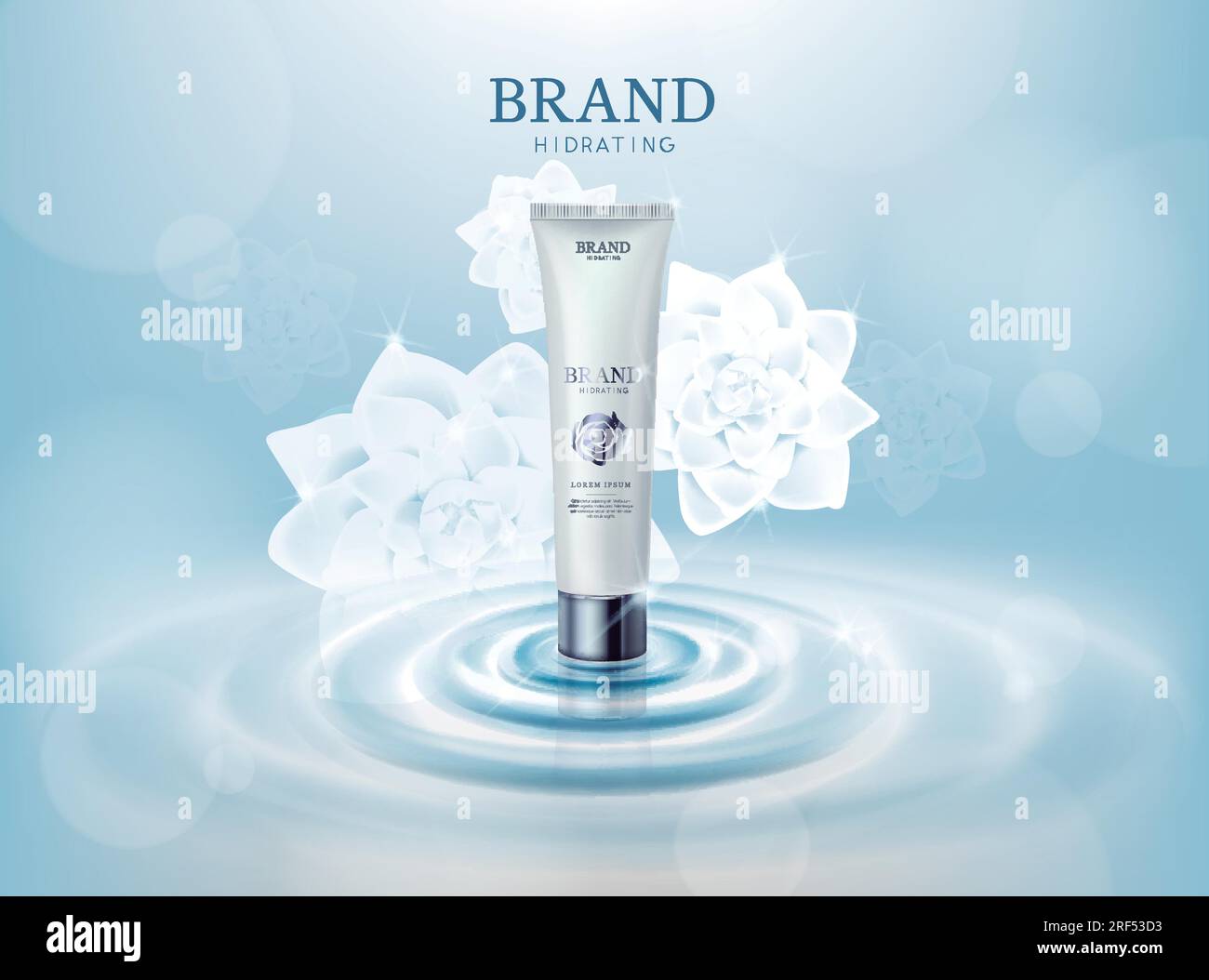 Moisturizing rose/camellia flower cosmetic skin in tube ads template ...