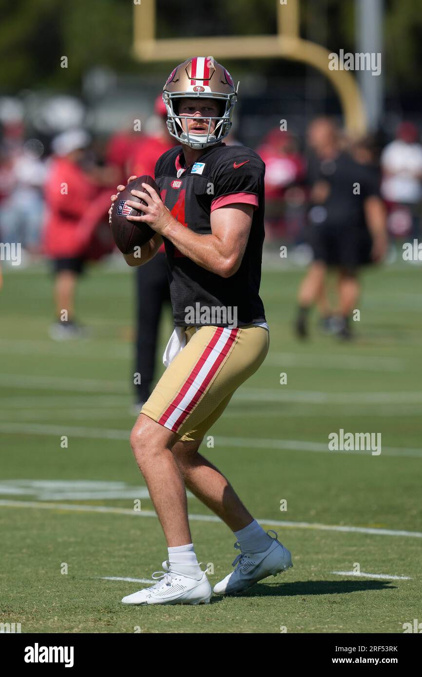 San Francisco 49ers' Sam Darnold takes part in drills during the NFL ...