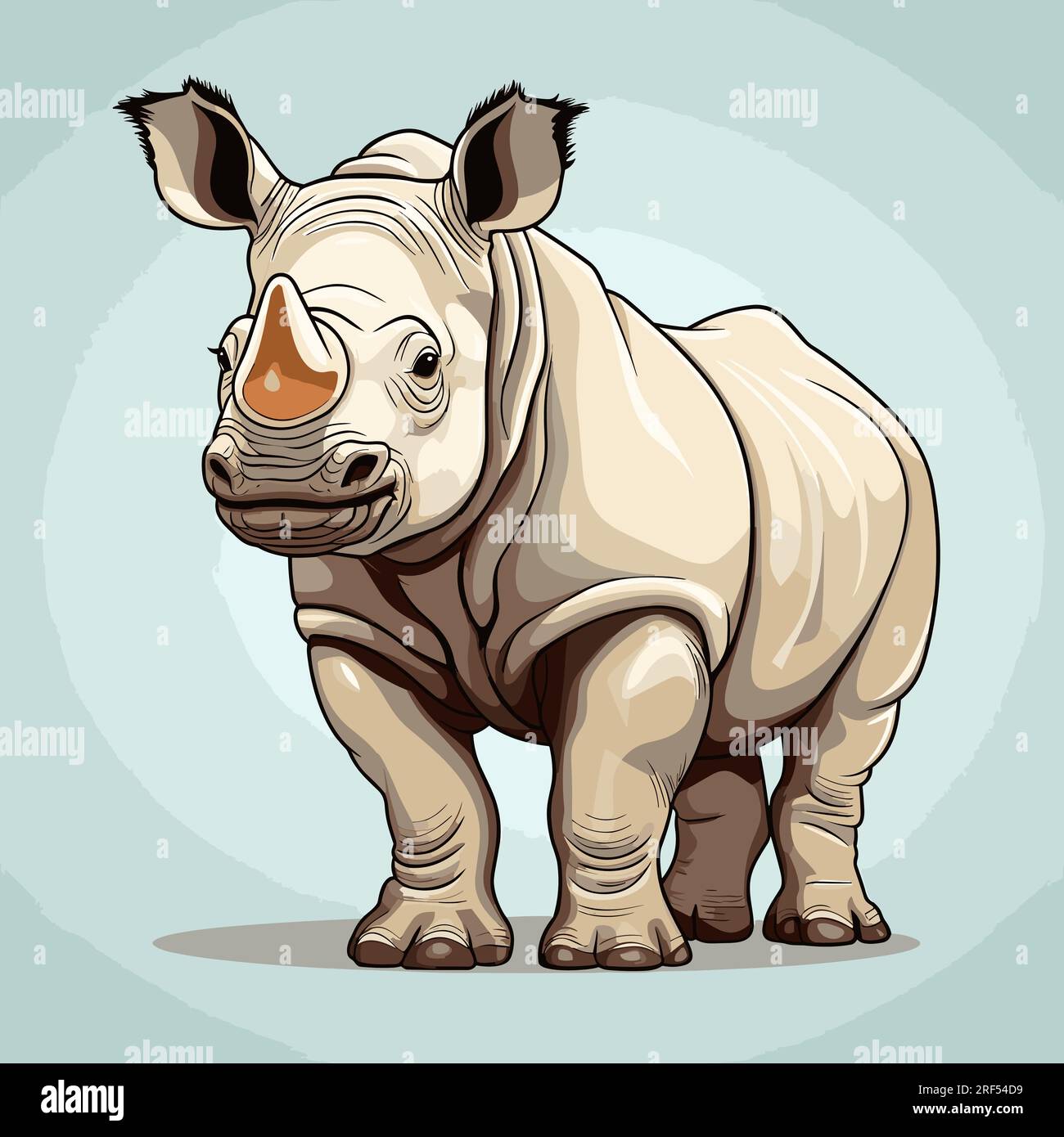 Rhino hand-drawn comic illustration. Rhinoceros. Cute vector doodle ...