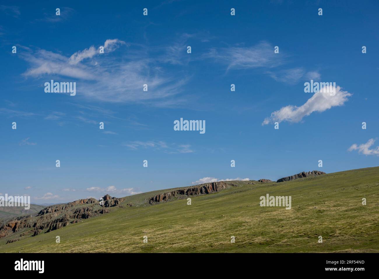 View of the landscape from a hike up a remote valley in the Altai ...