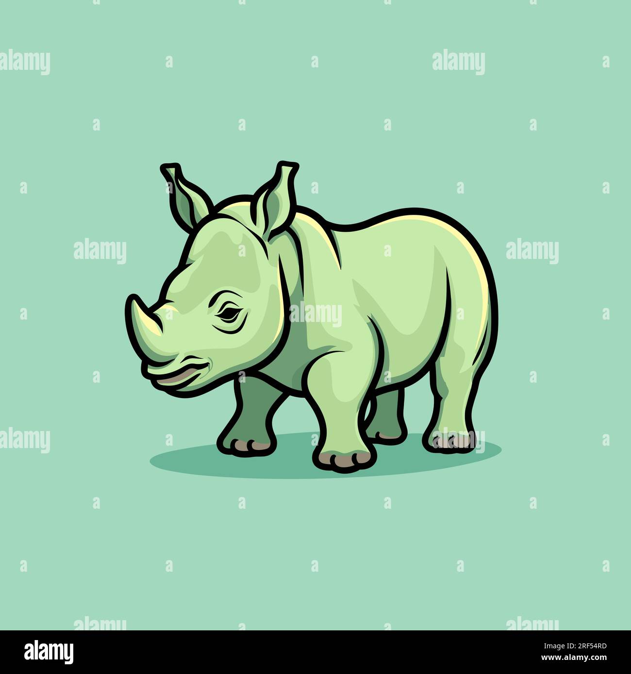 Rhino hand-drawn comic illustration. Rhinoceros. Cute vector doodle ...