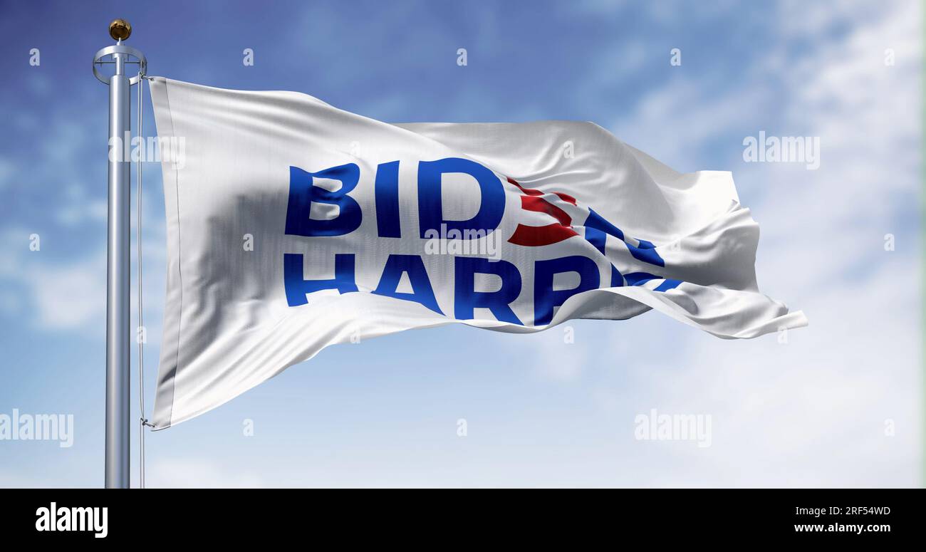 Washington D.C., US, april 2023: Flag with Biden Harris 2024 ...