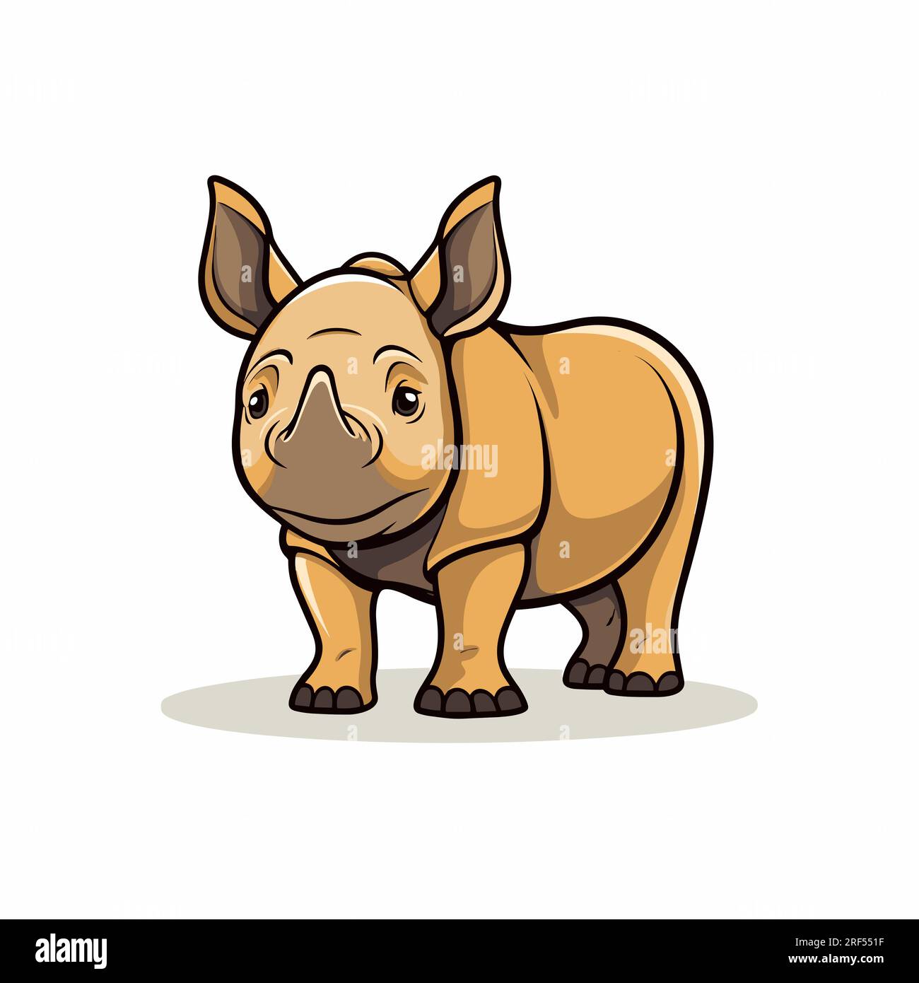 Rhino hand-drawn comic illustration. Rhinoceros. Cute vector doodle ...