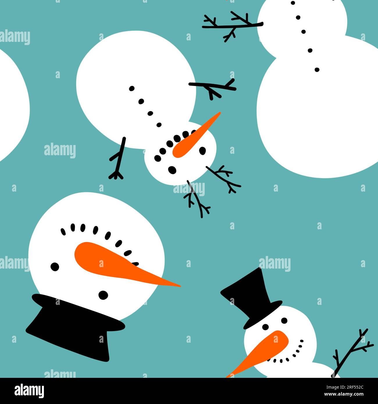 Christmas cartoon snowman seamless ice and hat and carrot pattern for ...
