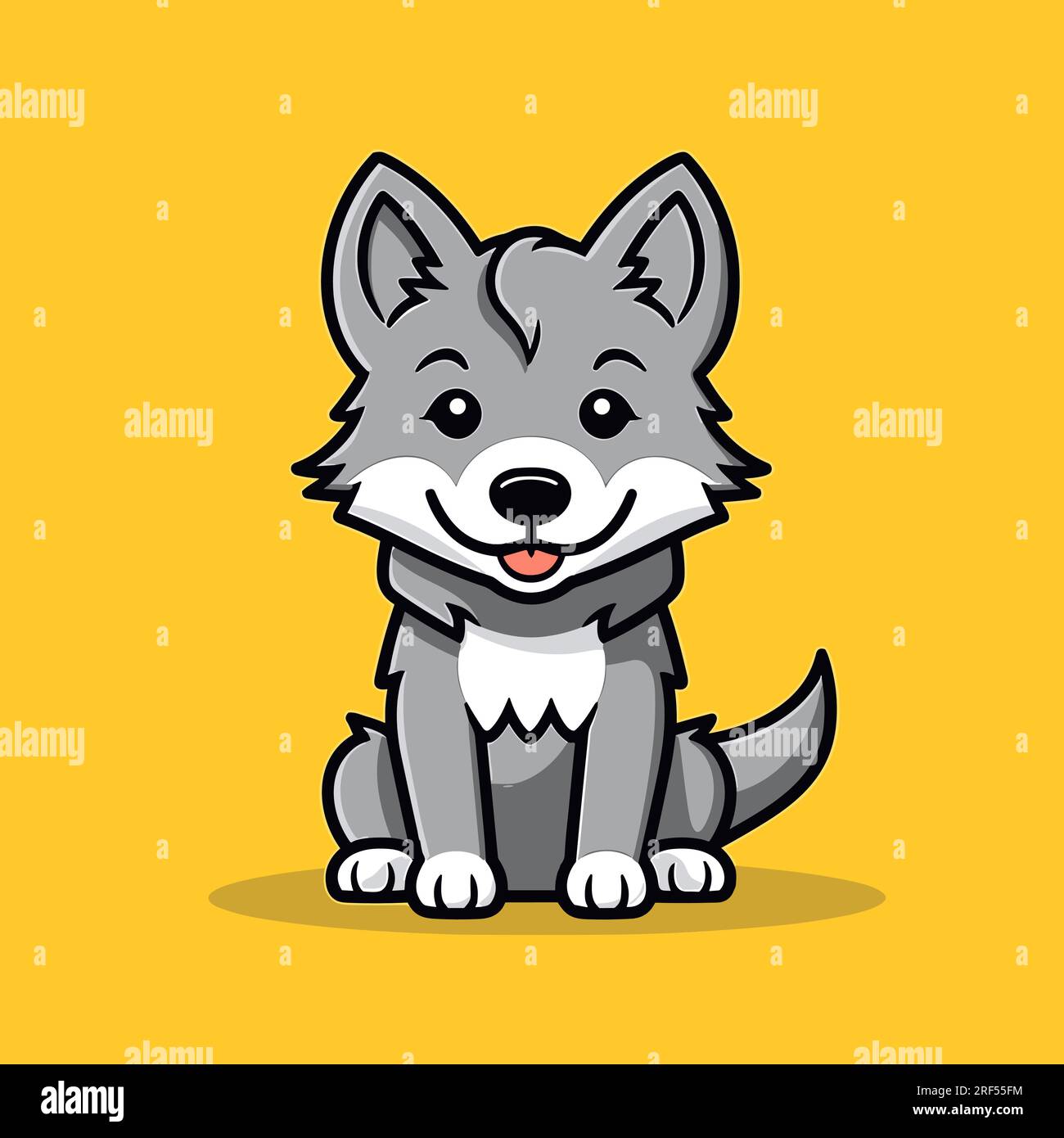 Wolf hand-drawn comic illustration. Wolf. Cute vector doodle style cartoon illustration Stock ...