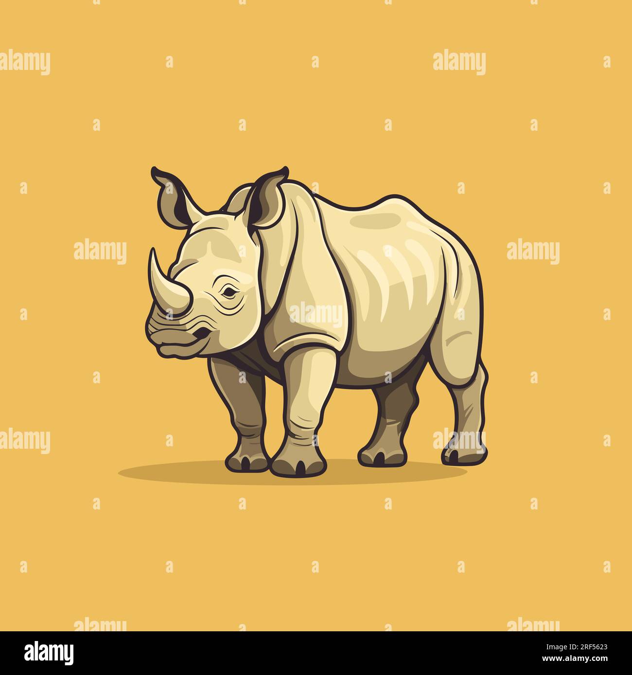 Rhino hand-drawn comic illustration. Rhinoceros. Cute vector doodle ...