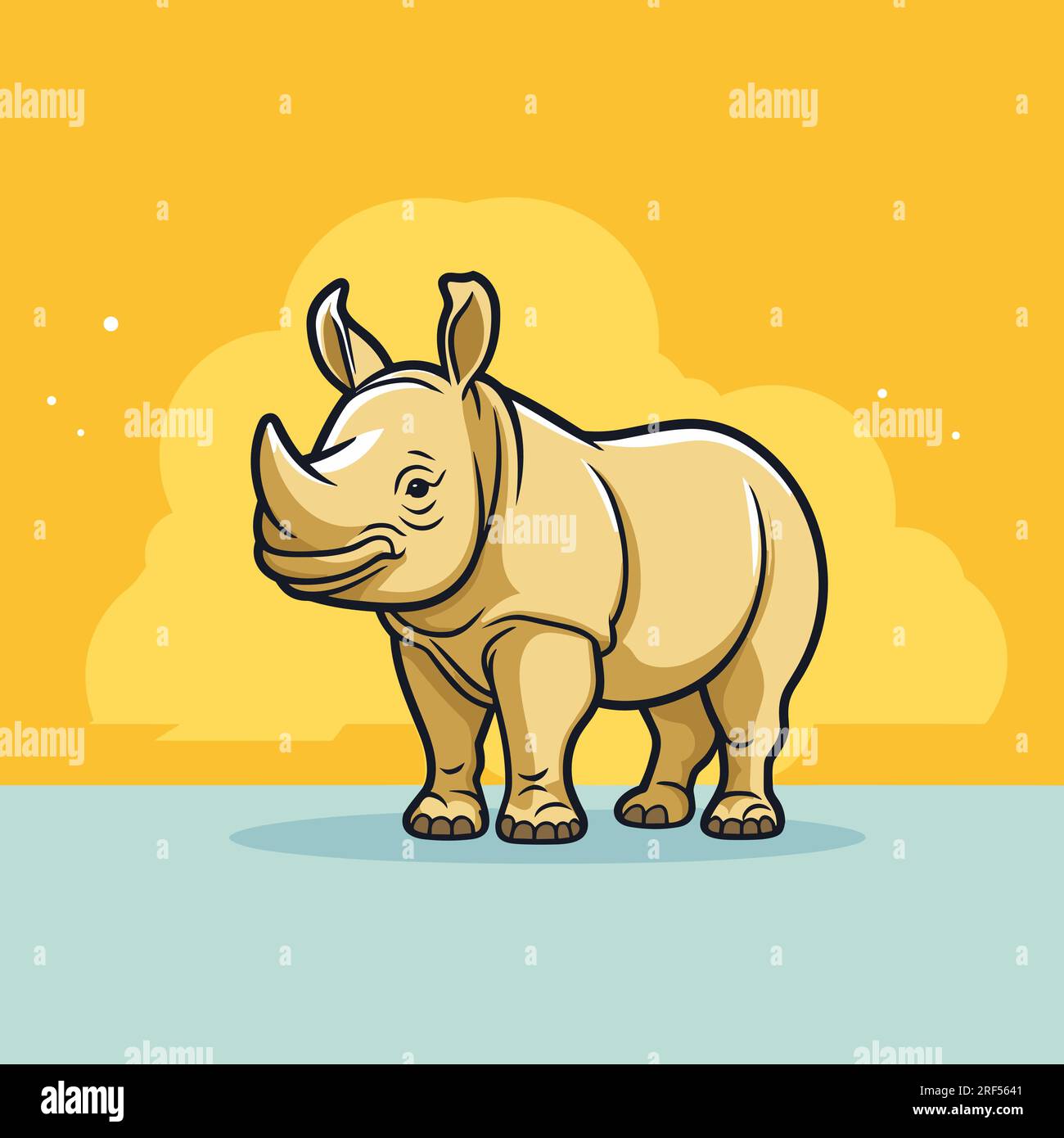 Rhino hand-drawn comic illustration. Rhinoceros. Cute vector doodle ...