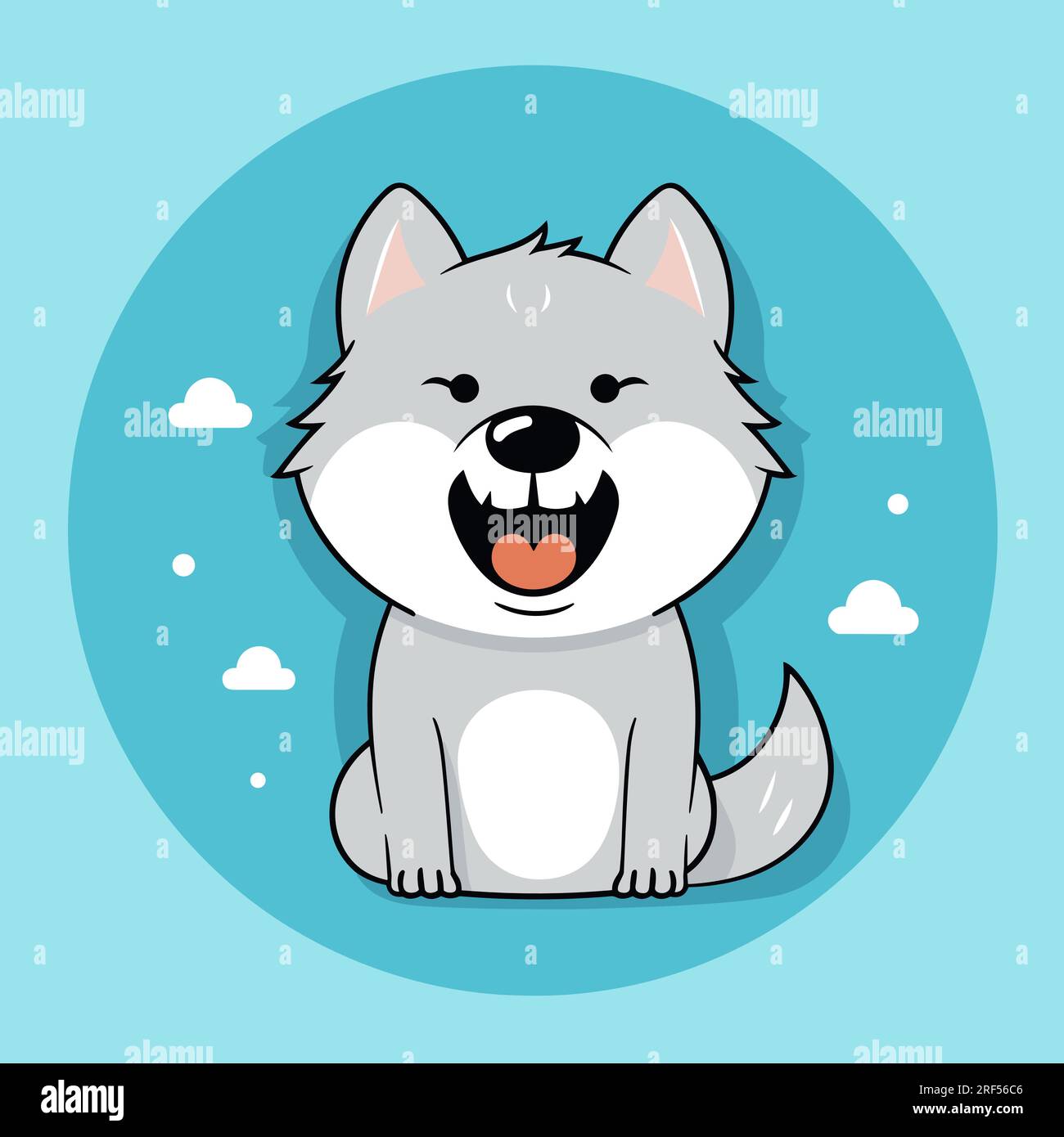 Wolf hand-drawn comic illustration. Wolf. Cute vector doodle style ...
