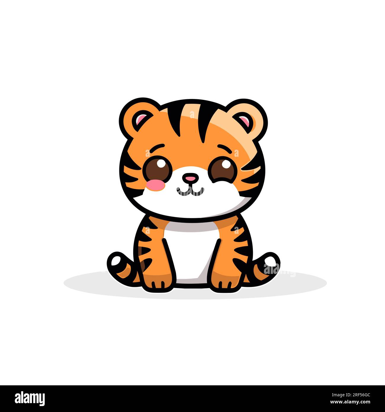 Tiger hand-drawn comic illustration. Tiger. Cute vector doodle style ...