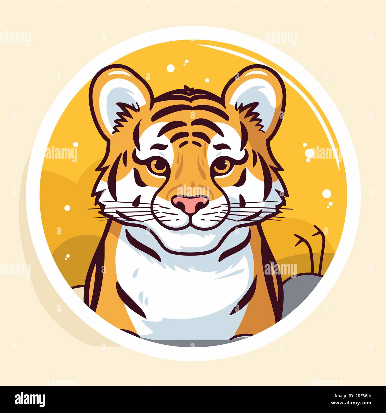 Tiger hand-drawn comic illustration. Tiger. Cute vector doodle style ...