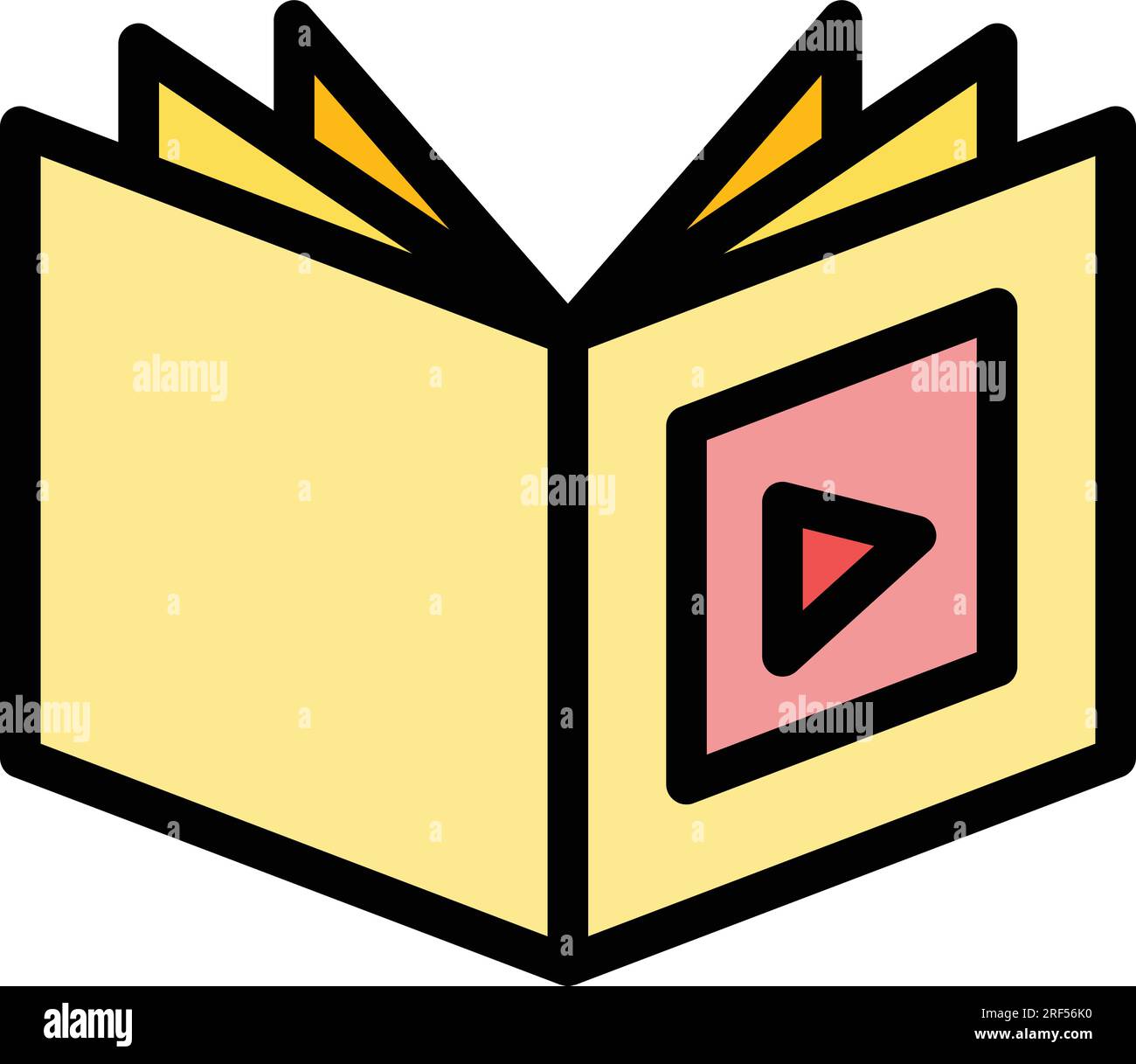 Open video book icon outline vector. Digital library. Student media ...