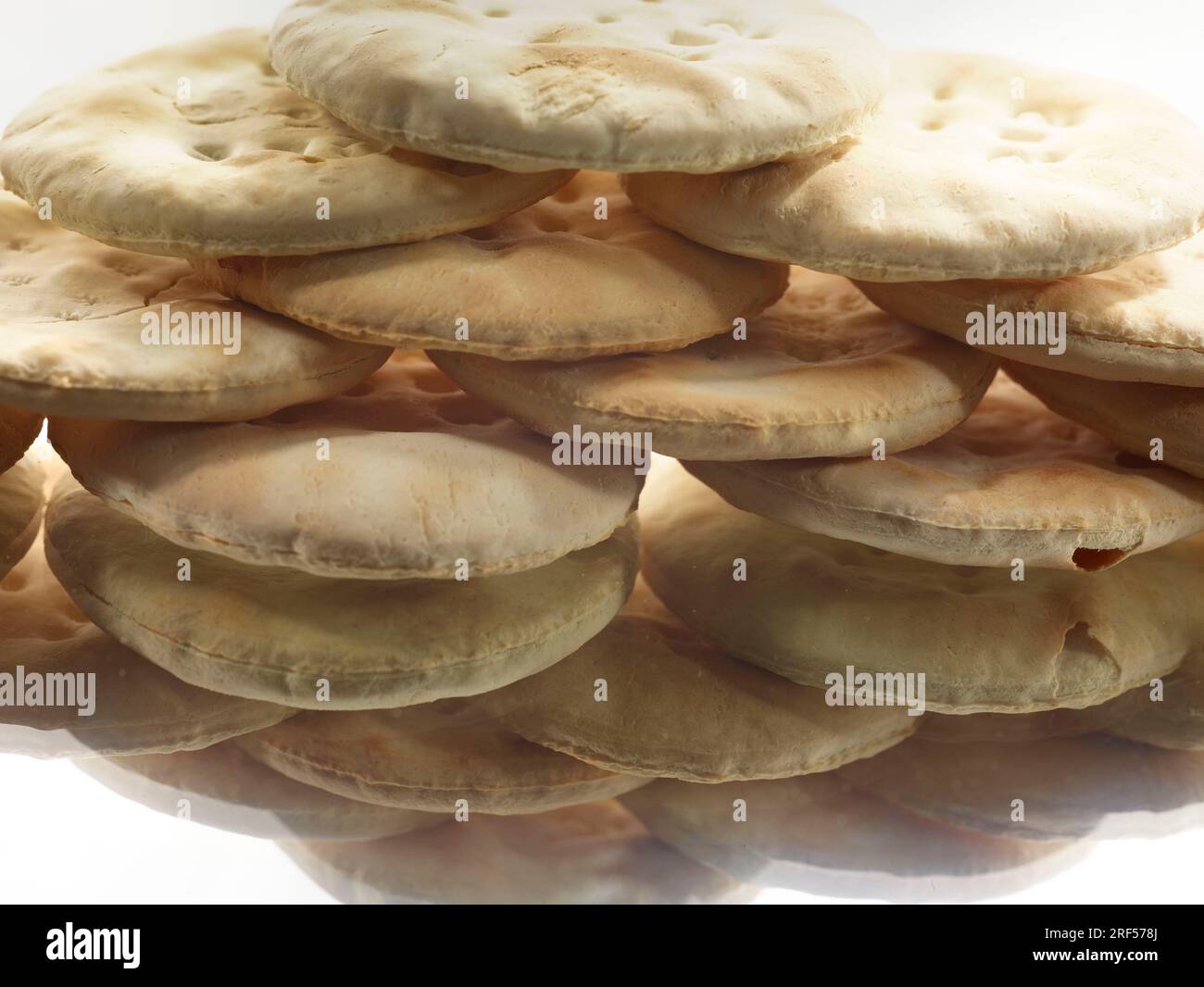Classic close up food still life of Water biscuits - clean and crisp ...