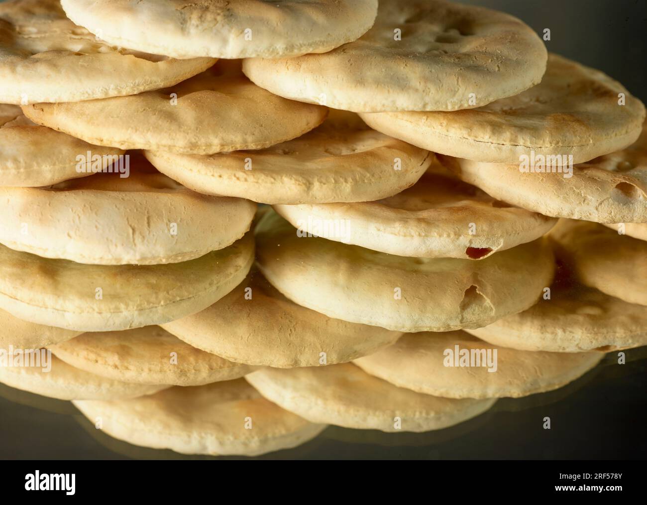 Classic close up food still life of Water biscuits - clean and crisp ...