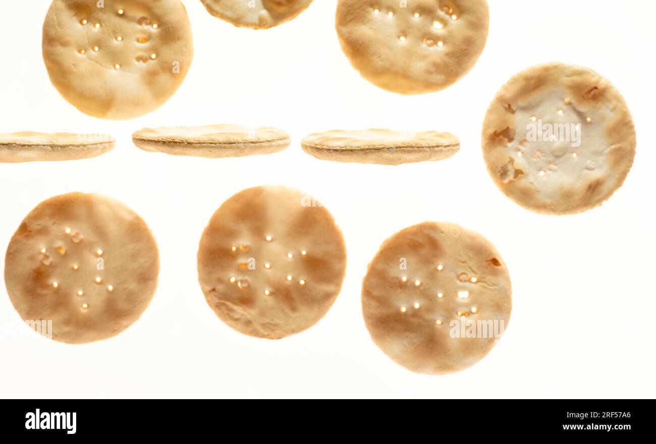 Classic close up food still life of Water biscuits - clean and crisp ...