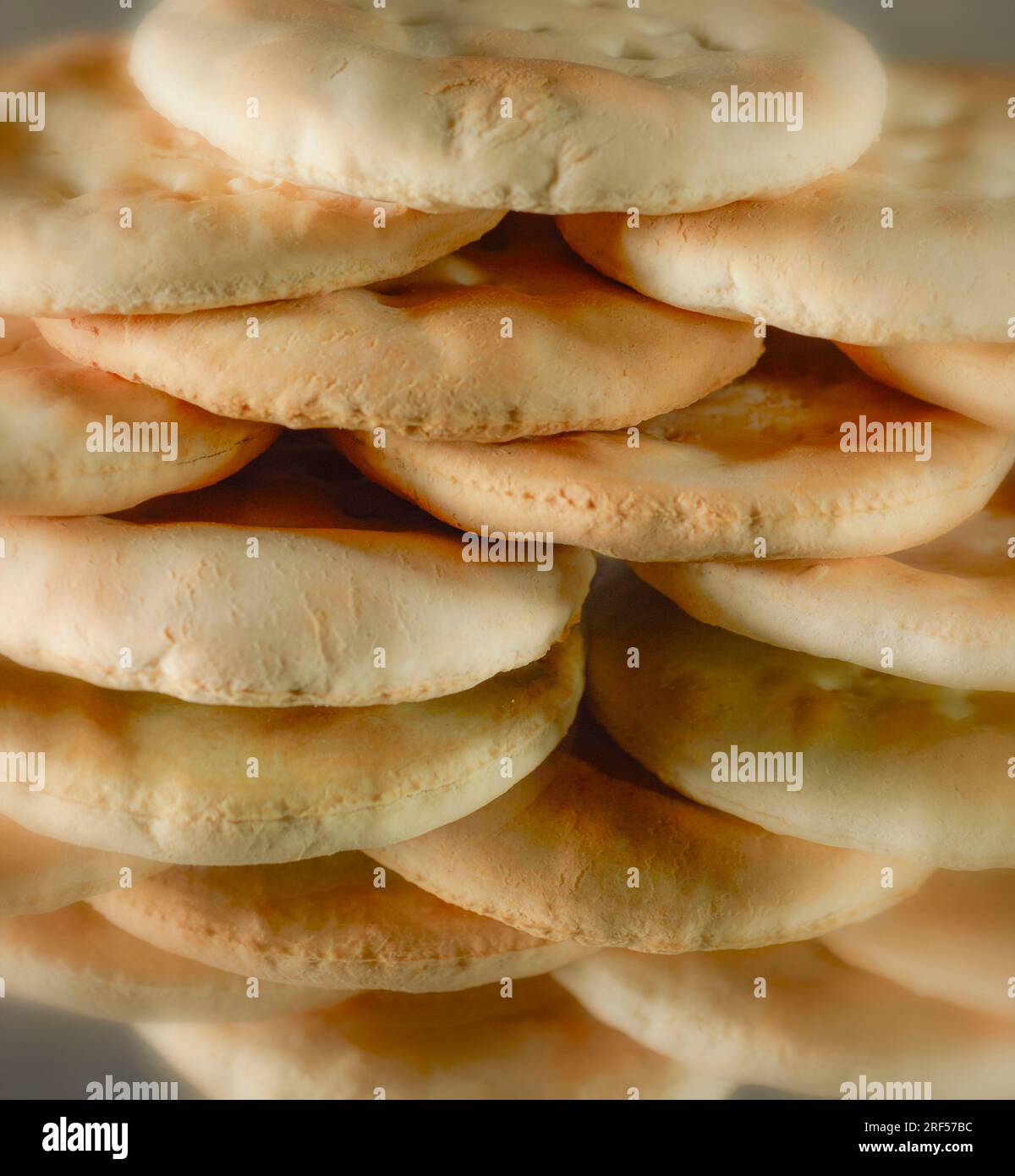 Classic close up food still life of Water biscuits - clean and crisp ...