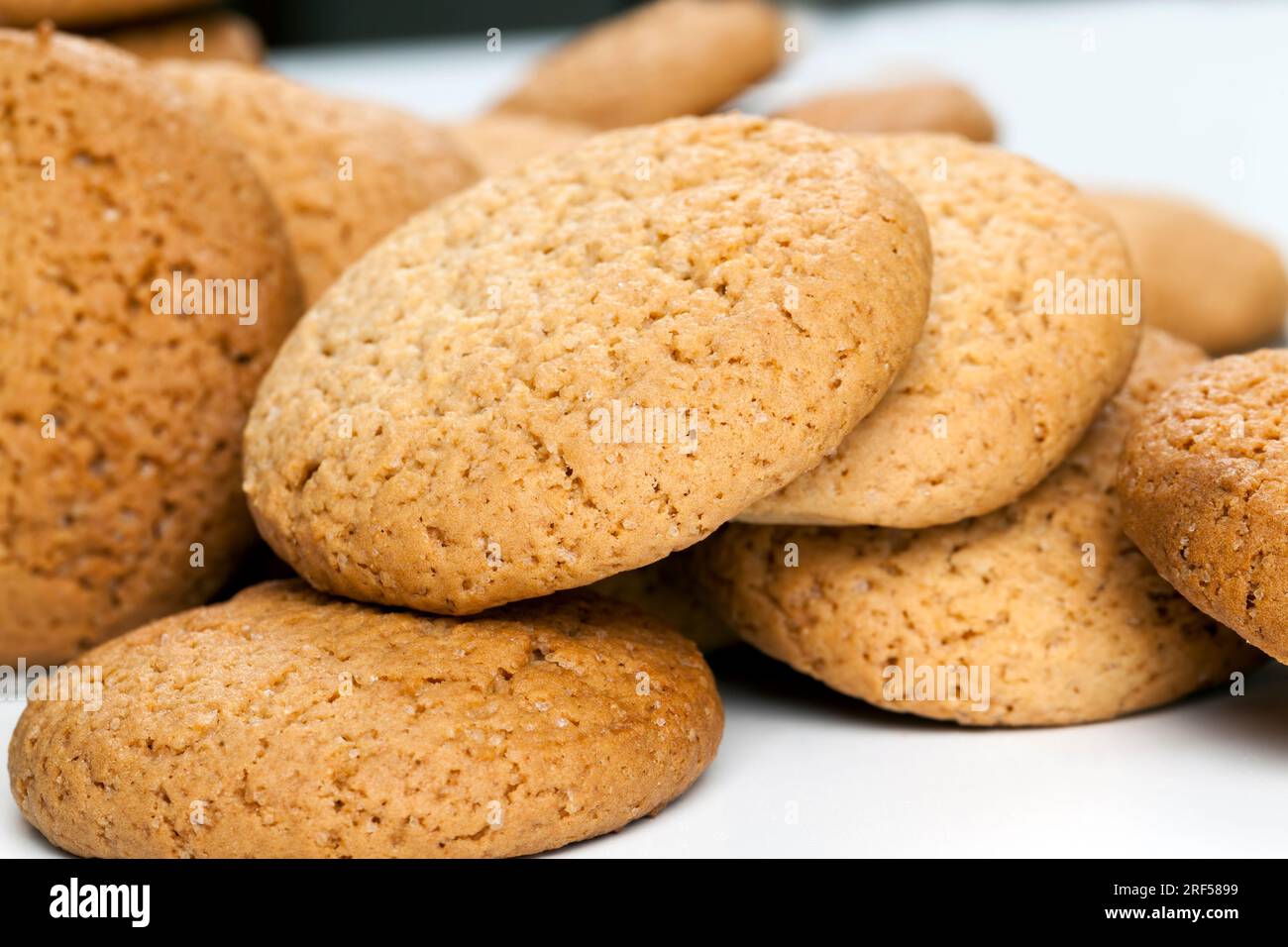 round cookies made from wheat and oat flour, the porous structure of ...