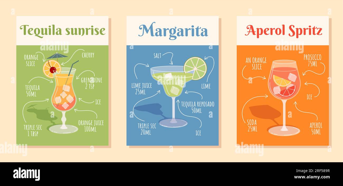 Set of cocktail ingredients posters vector Stock Vector Image & Art - Alamy