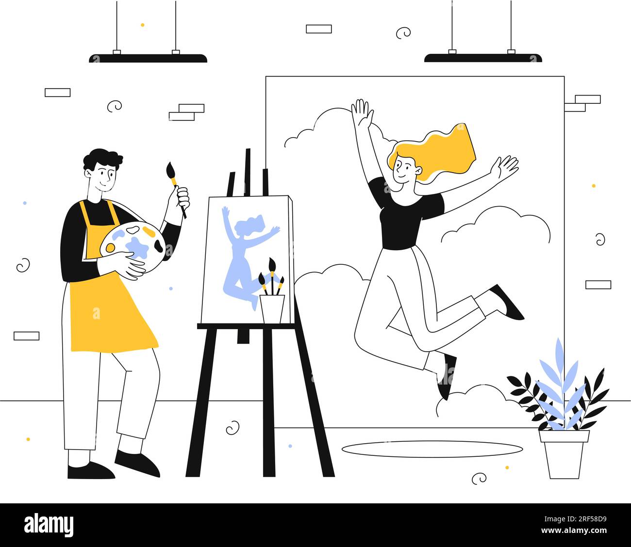 Man Drawing Picture Vector Line Concept Stock Vector Image And Art Alamy