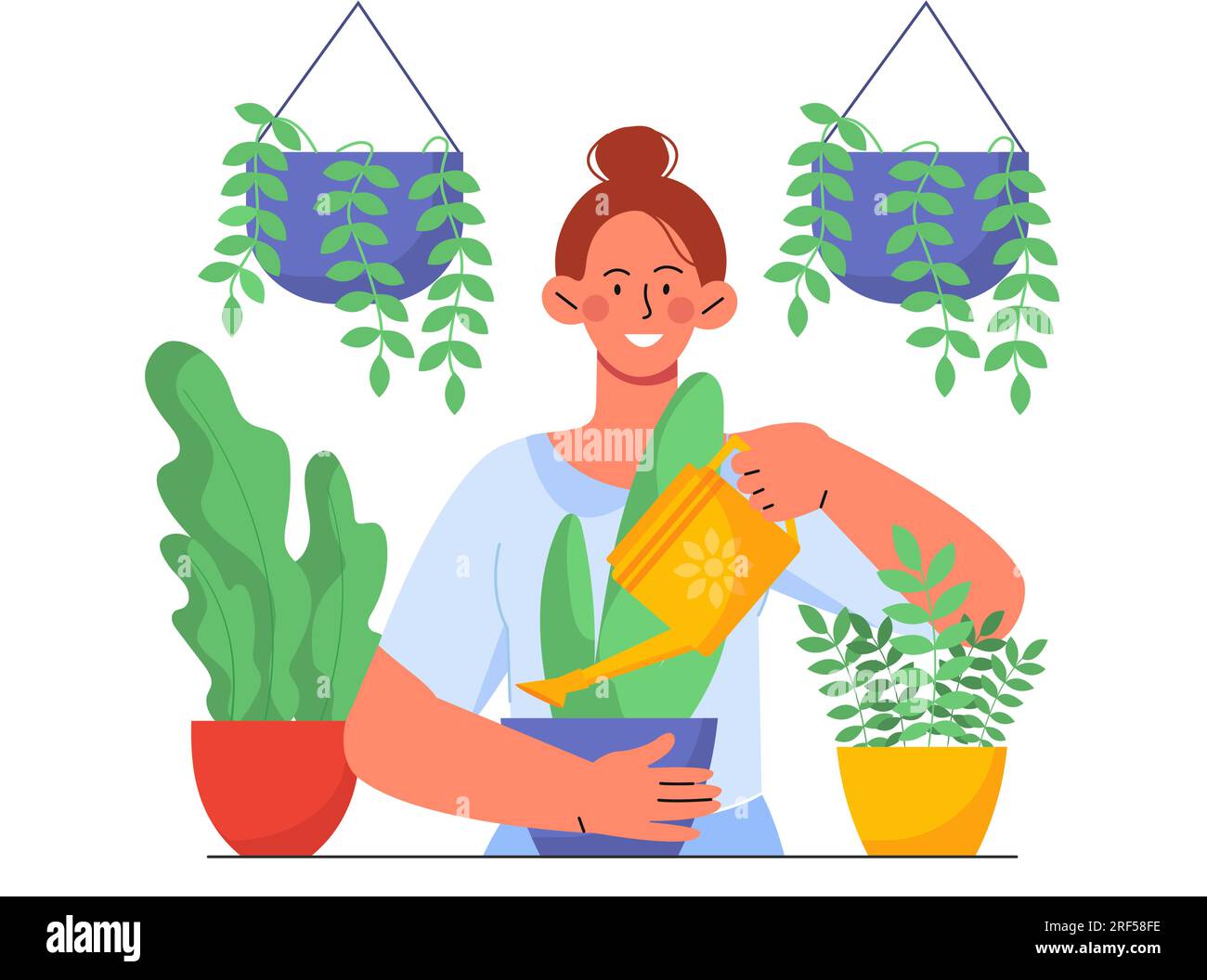Woman watering plants vector concept Stock Vector Image & Art - Alamy