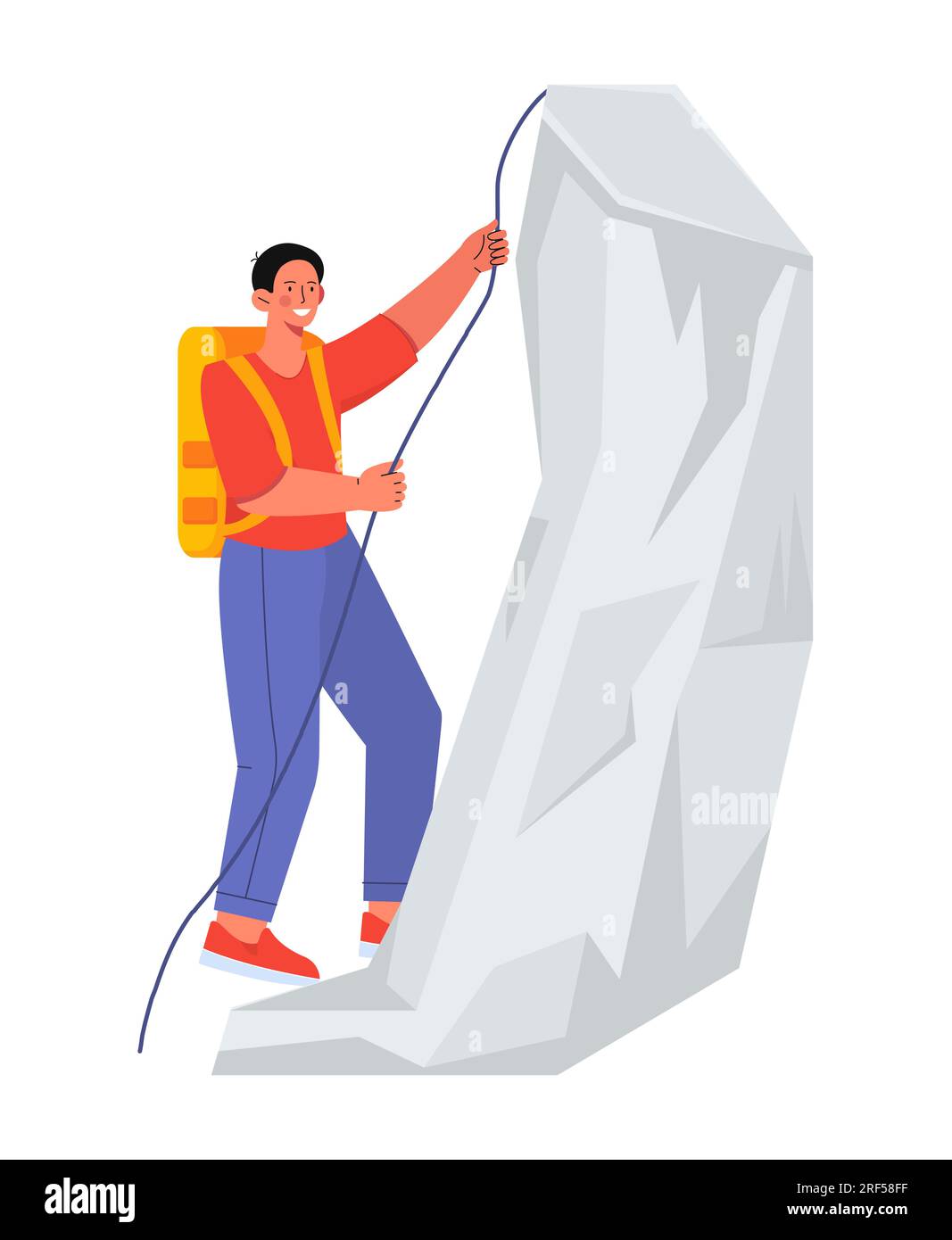 Climber at mountain with rope vector concept Stock Vector Image & Art ...