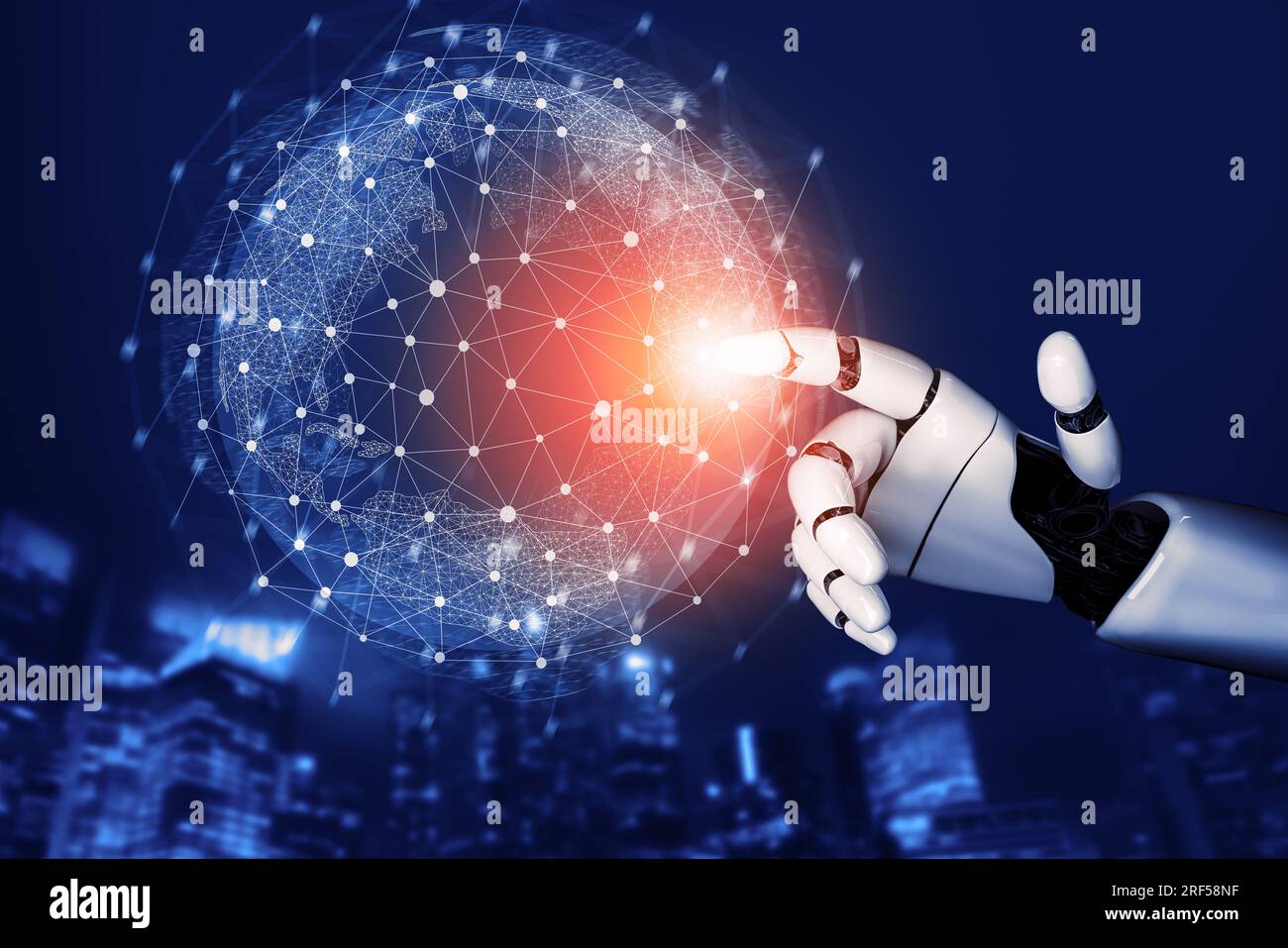 3D Rendering Futuristic robot technology development, artificial intelligence AI, and machine ...