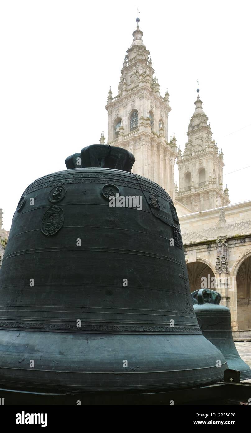 Berenguela bell with old bells on display in the cloisters Santiago de ...