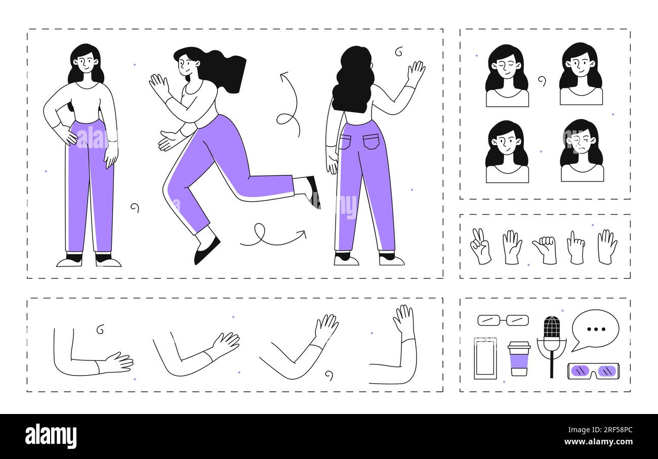 Female character elements vector line set Stock Vector Image & Art - Alamy