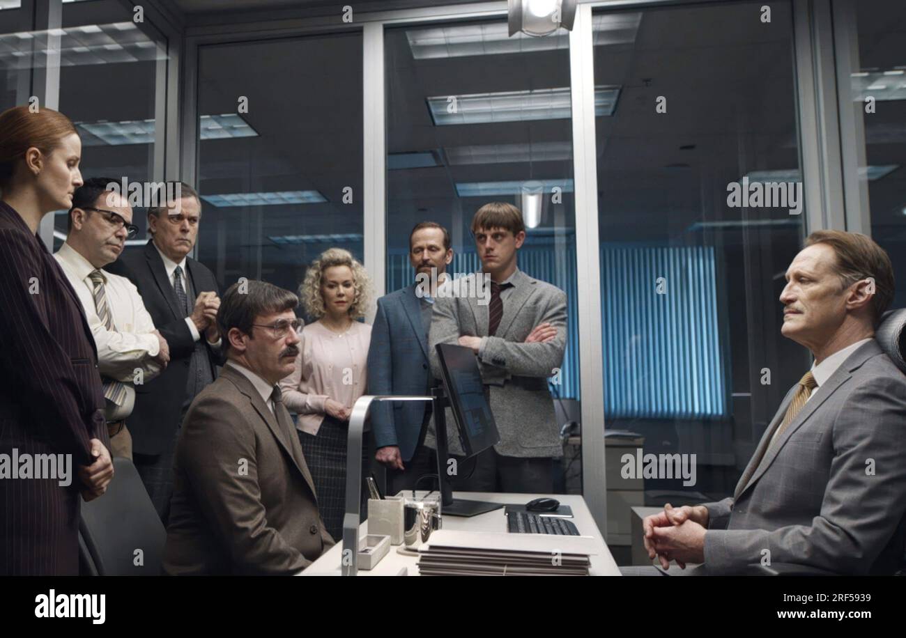 CORNER OFFICE, Allison Riley (left), Bill Marchant (back left, hands ...