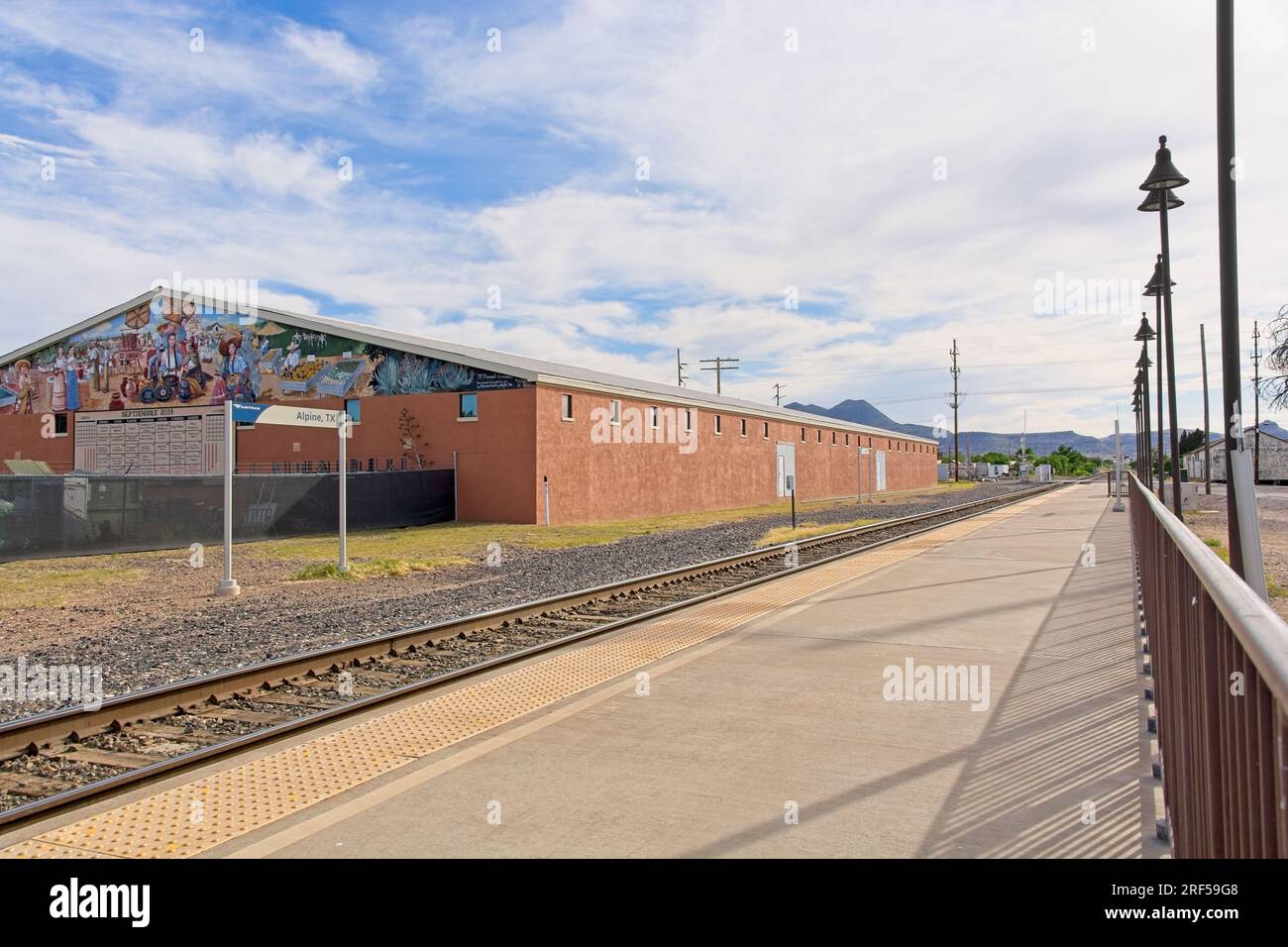 Alpine Amtrak station platform beside 1940’s Big Bend Wool & Mohair ...