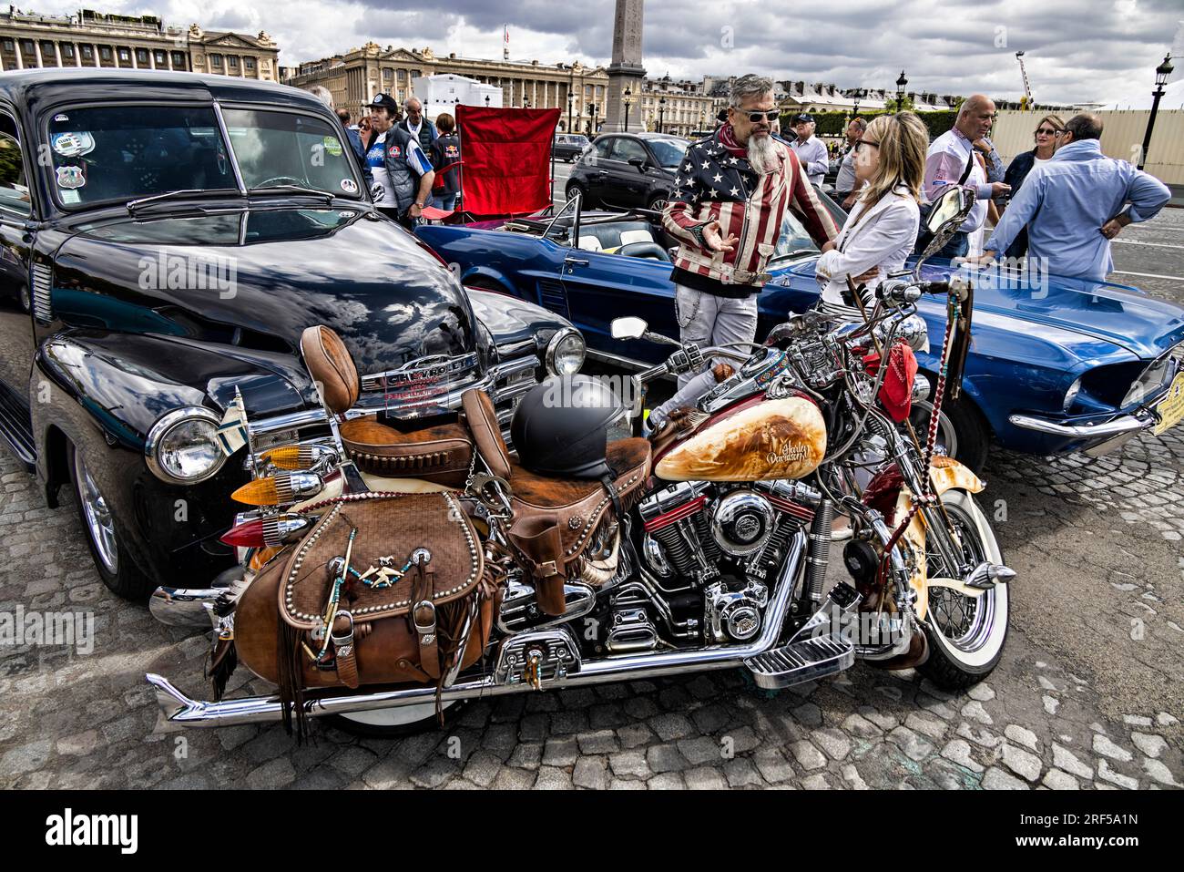 Paris, France. 30th July, 2023. Harley Davidson Custom presented at the ...