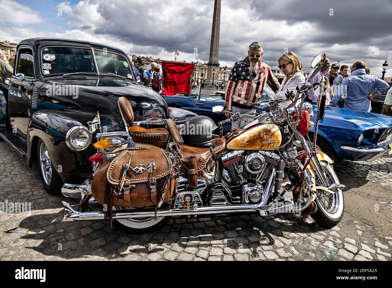Paris, France. 30th July, 2023. Harley Davidson Custom presented at the ...