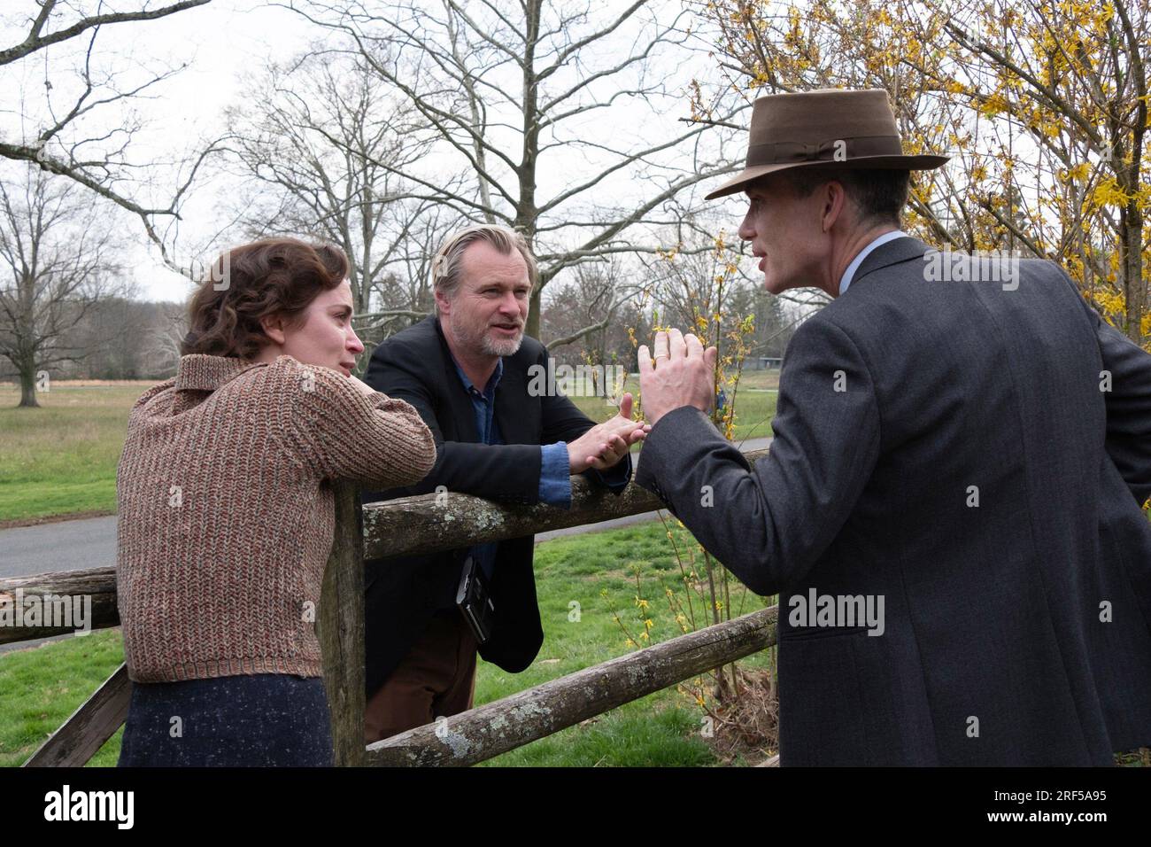 OPPENHEIMER, from left: Emily Blunt, director Christopher Nolan ...
