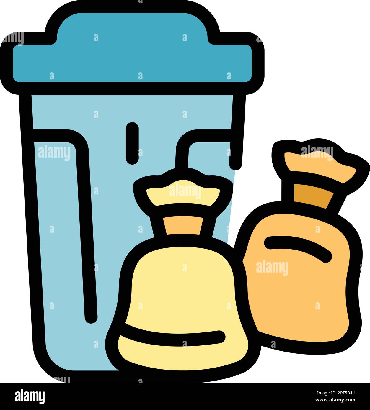 Plastic trash bag icon outline vector. Garbage bin. Rubbish can color ...