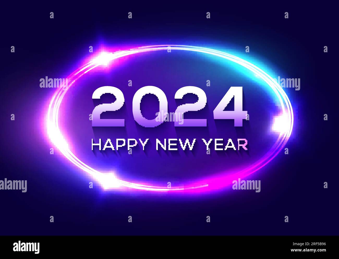Happy New Year 2024 neon circular light sign Stock Vector Image & Art ...