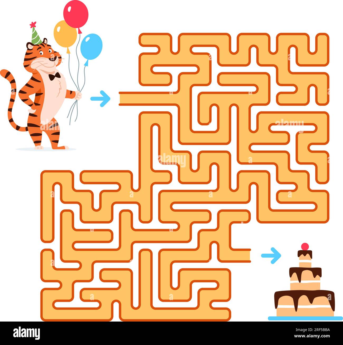 Maze game for kids with Tiger on white background Stock Vector Image & Art - Alamy