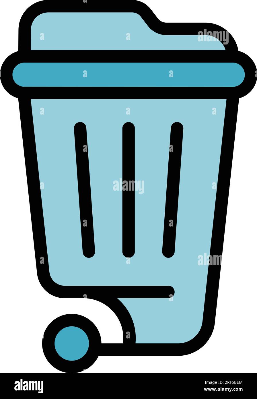 Garbage cart icon outline vector. Trash bag. Waste bin color flat Stock ...
