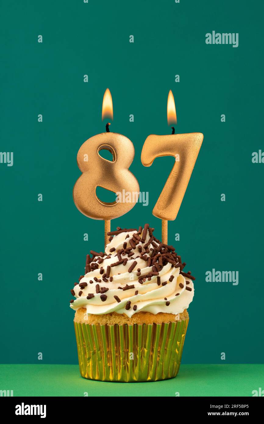 Birthday candle number 87 - Vertical anniversary card with green ...