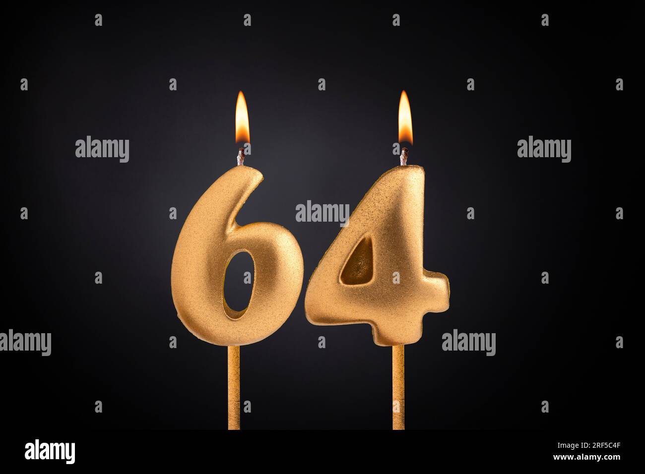 Birthday candle number 64 - Birthday celebration on black background ...