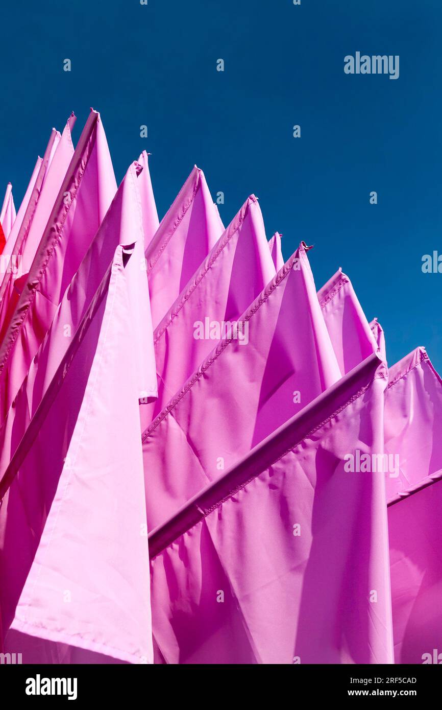 simple one color flags that are used only to decorate the city ...