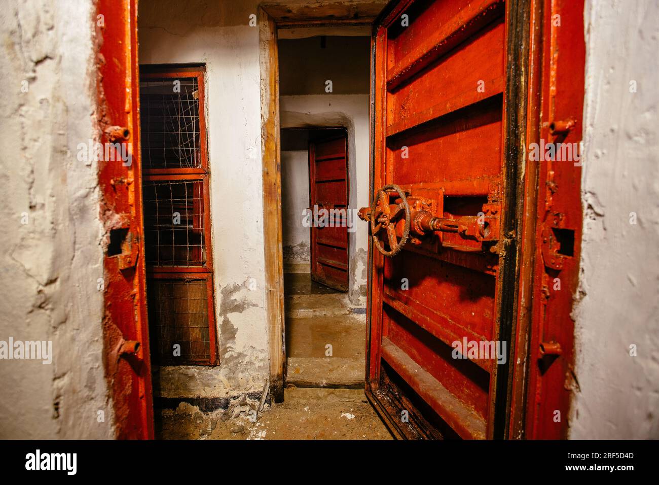Entrance to bomb shelter protective construction of civil defense ...