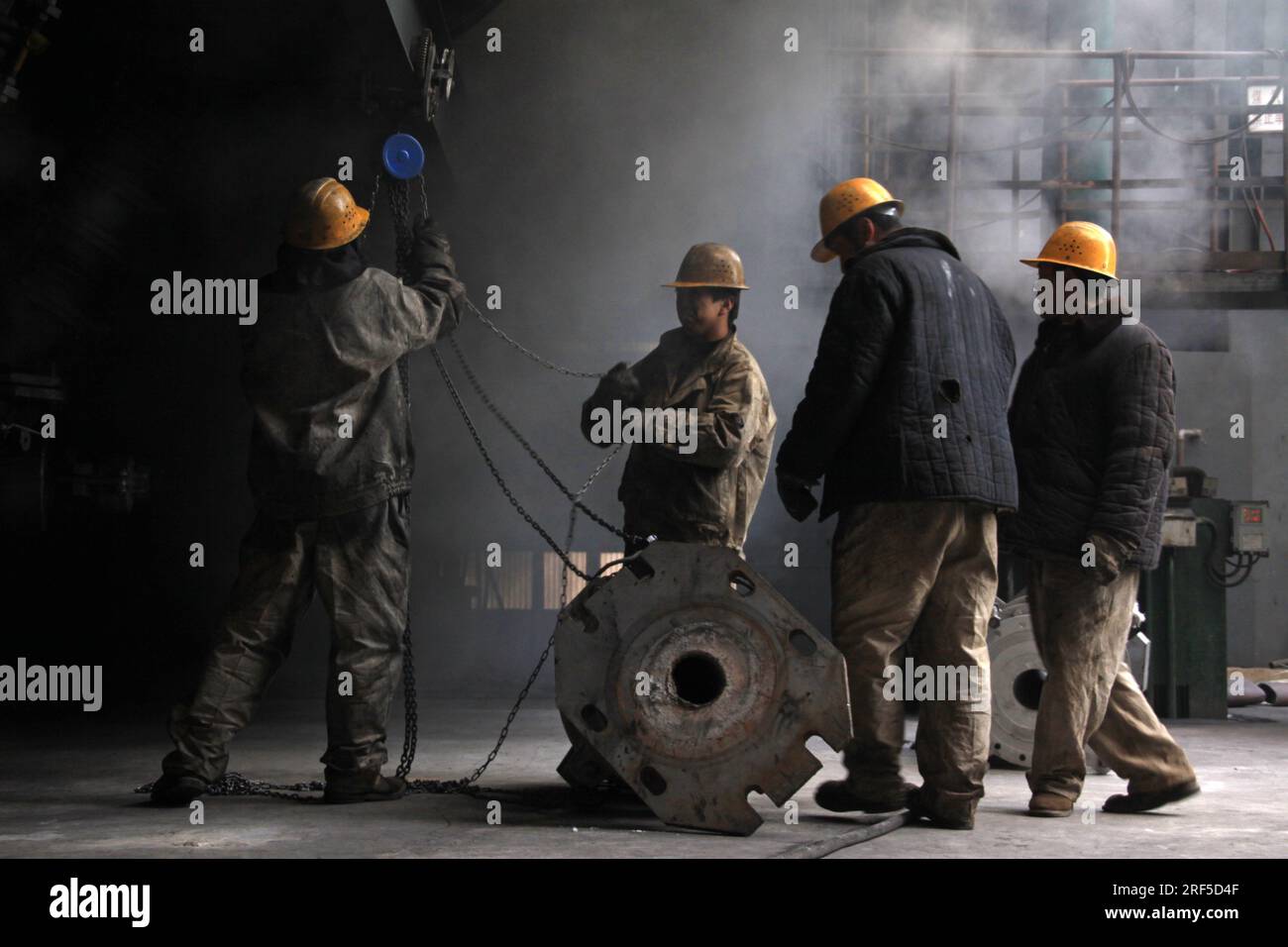 Workers in the iron and steel enterprise production line, north china ...