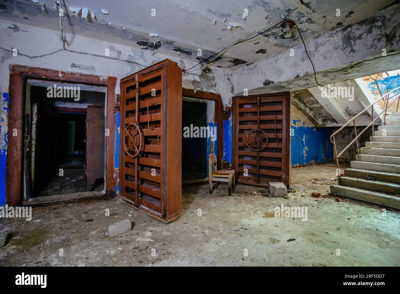 Entrance to bomb shelter protective construction of civil defense ...