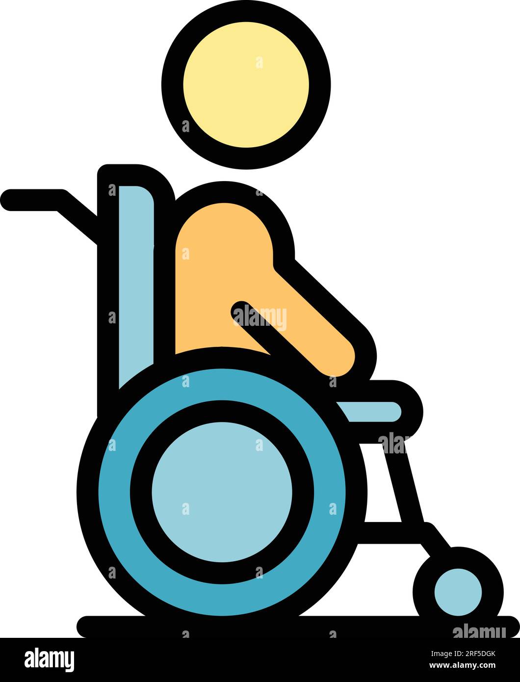 Man wheelchair icon outline vector. Disabled person. Old handicap color ...